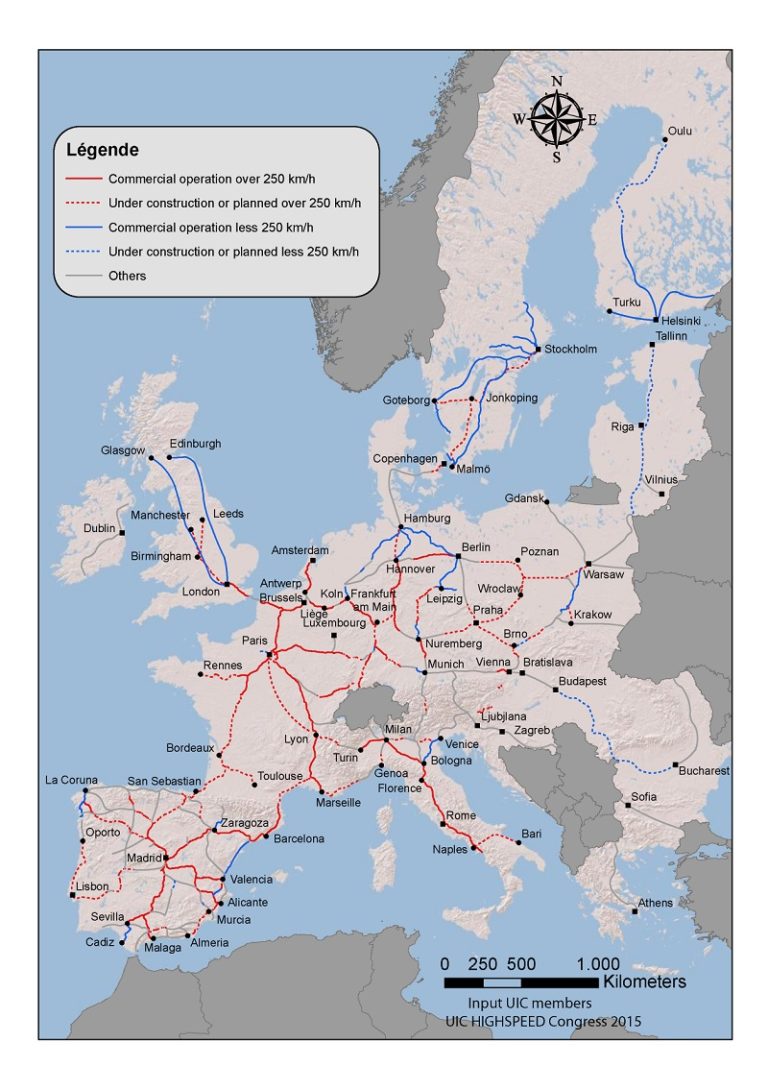 High Speed Rail Maps of Europe and North America | TopForeignStocks.com