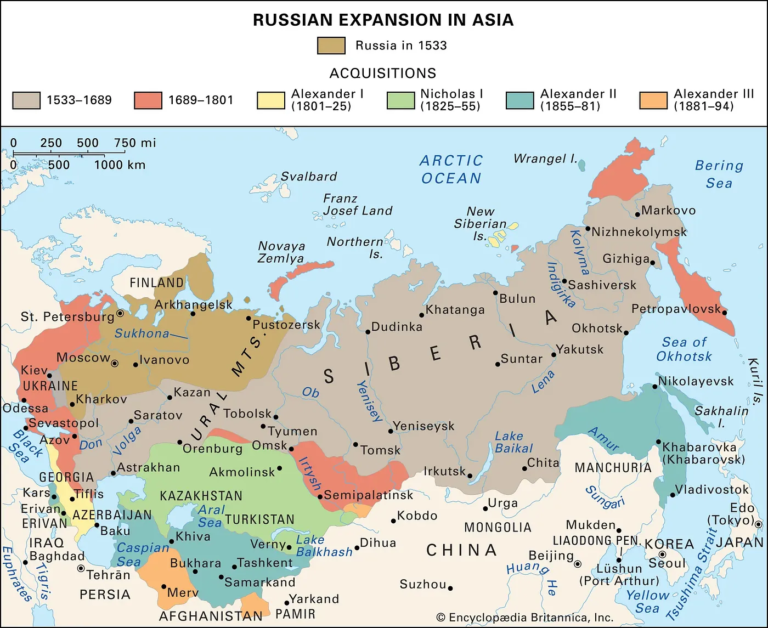 Map of The Russian Empire From 1533 To Early Nineteeth Century ...