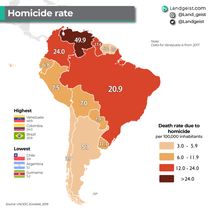 Homicide Rate in South America: Chart | TopForeignStocks.com