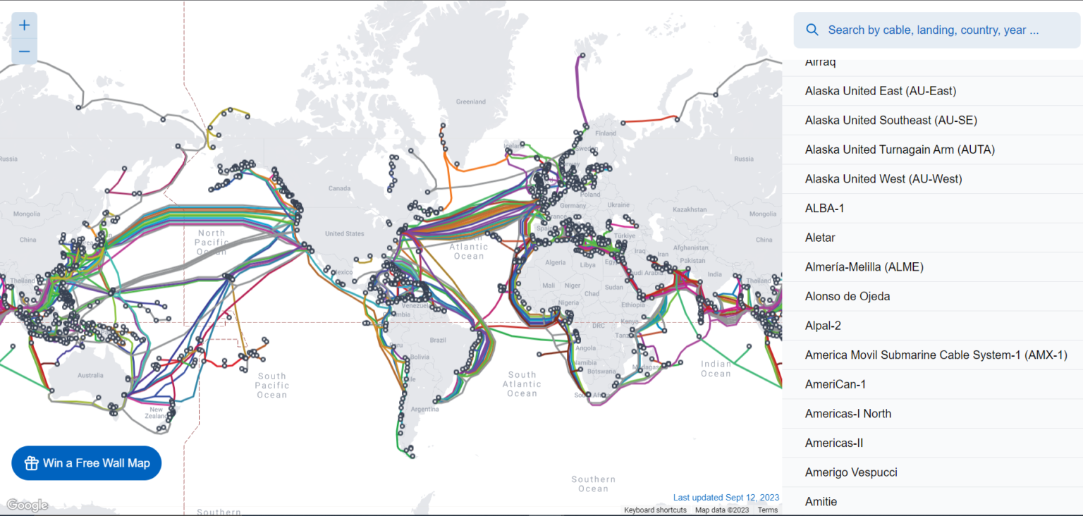 Submarine Cable Map of the World | TopForeignStocks.com